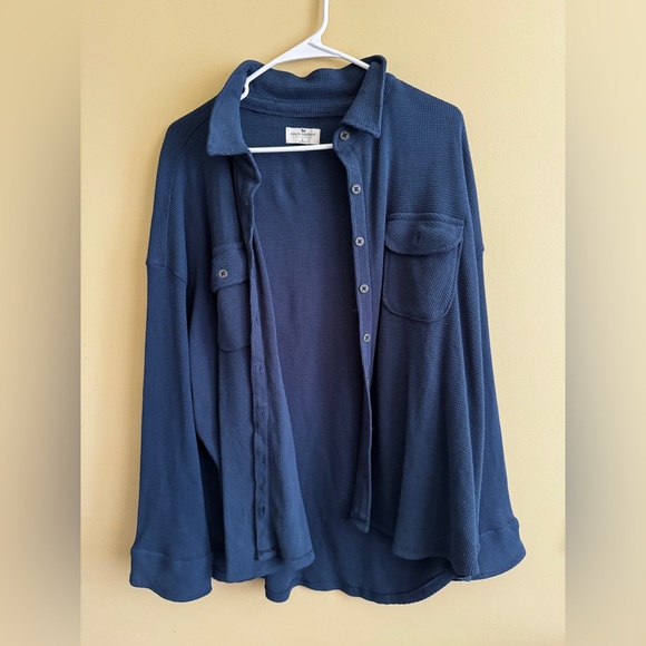 Simply Southern | Tops | Simply Southern Navy Blue Waffle Shacket L ...